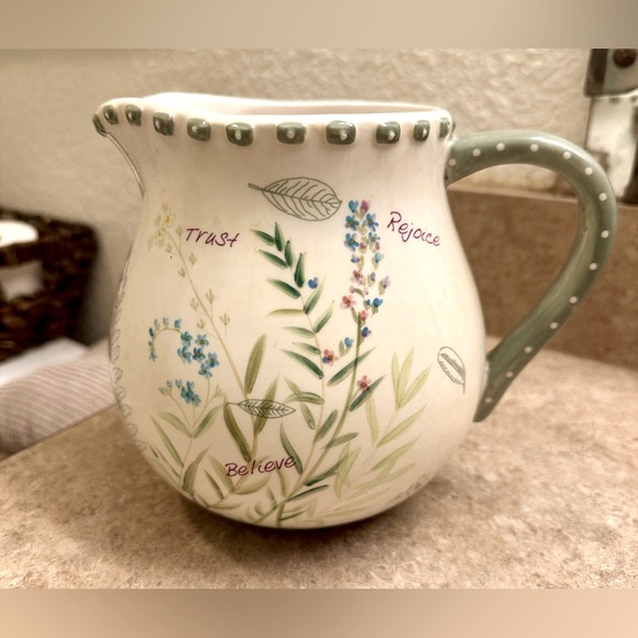 Accents | Hand Painted Floral Bible Verse Ceramic Pitcher | Poshmark